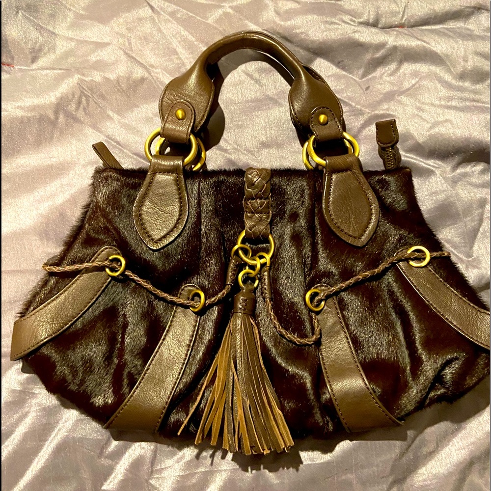 Rare, Vtg Kate Landry Calf Hair And Leather Bag - Gem